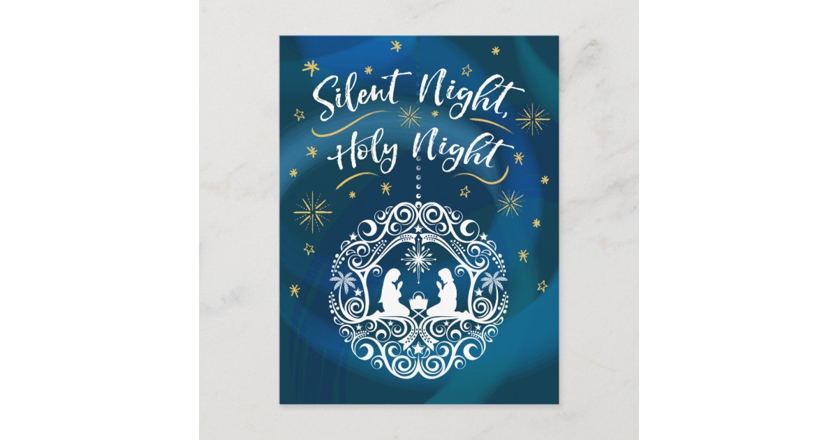 Silent Night Nativity Christmas Greeting Postcard | Zazzle