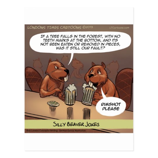 Silly Beaver Jokes Funny Cartoon Postcard | Zazzle.co.uk