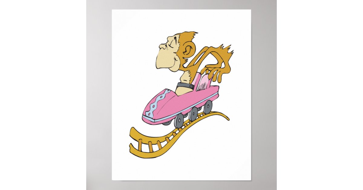 silly monkey in roller coaster poster | Zazzle