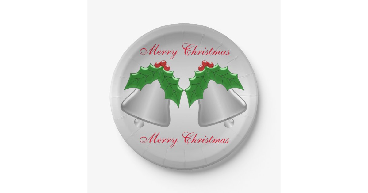Silver Bells Silver Coloured Christmas Paper Plate | Zazzle