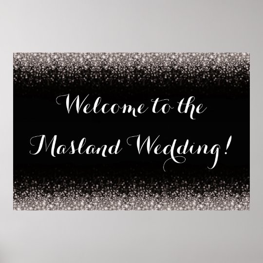 Silver Black Hollywood Glitz Glam Wedding Poster | Zazzle.co.uk