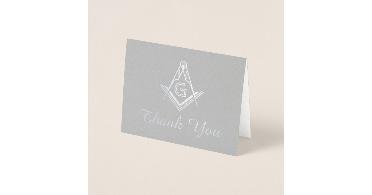 Silver Foil Masonic Thank You Cards | Freemason | Zazzle