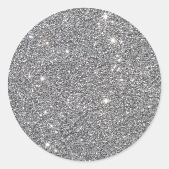 Silver Glitter Custom Trendy Classic Round Sticker | Zazzle.co.uk