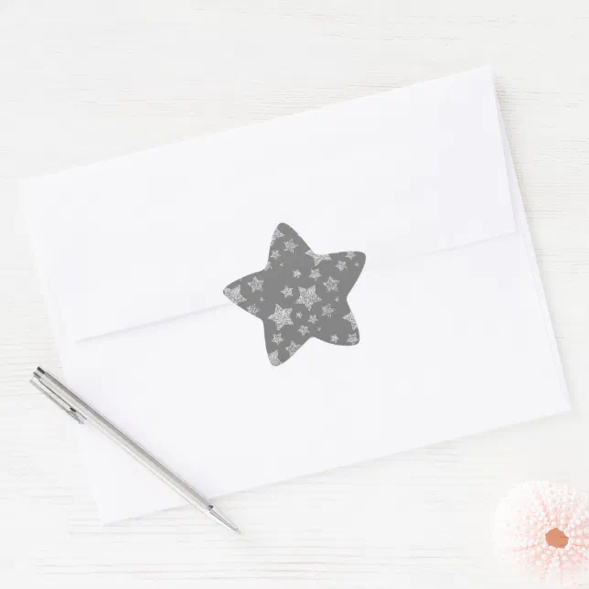 Silver glitter sparkles Stars pattern light grey Star Sticker | Zazzle
