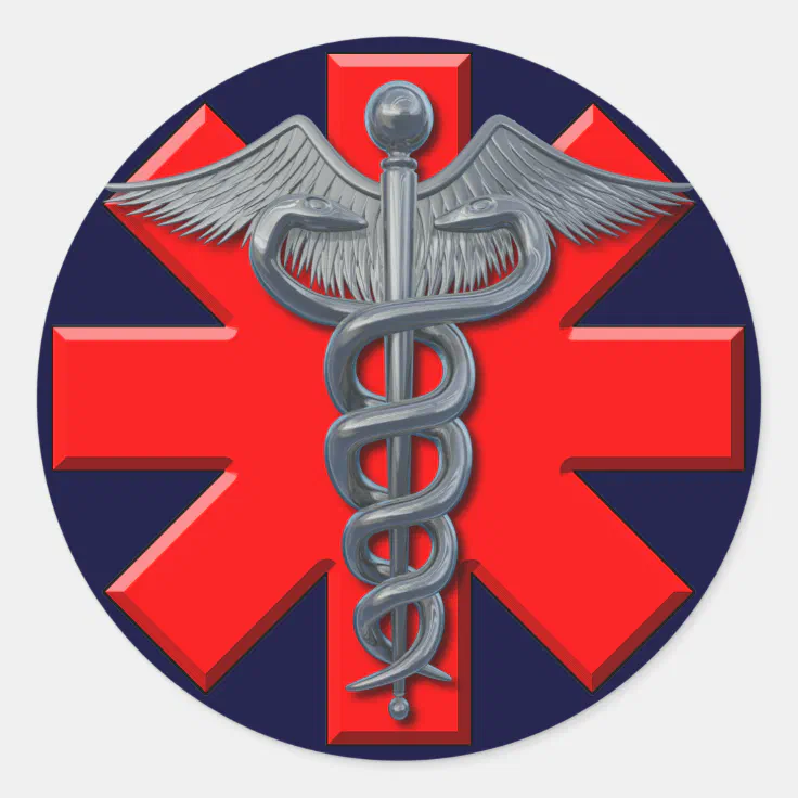 Silver Medical Profession Symbol Classic Round Sticker | Zazzle