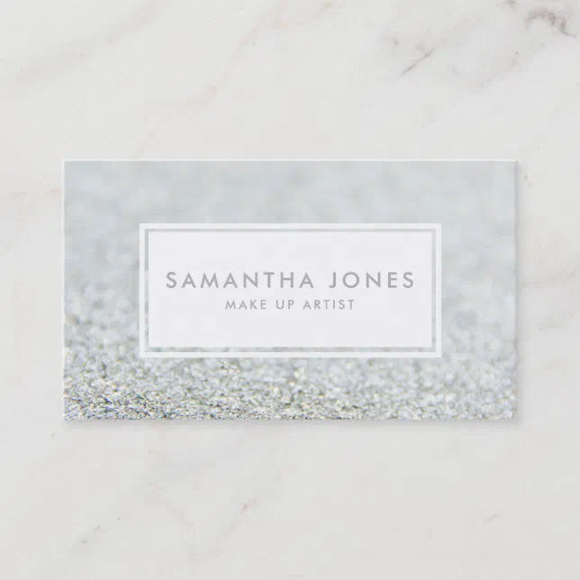 Silver Sparkle Glitter Make Up Artist Business Card | Zazzle