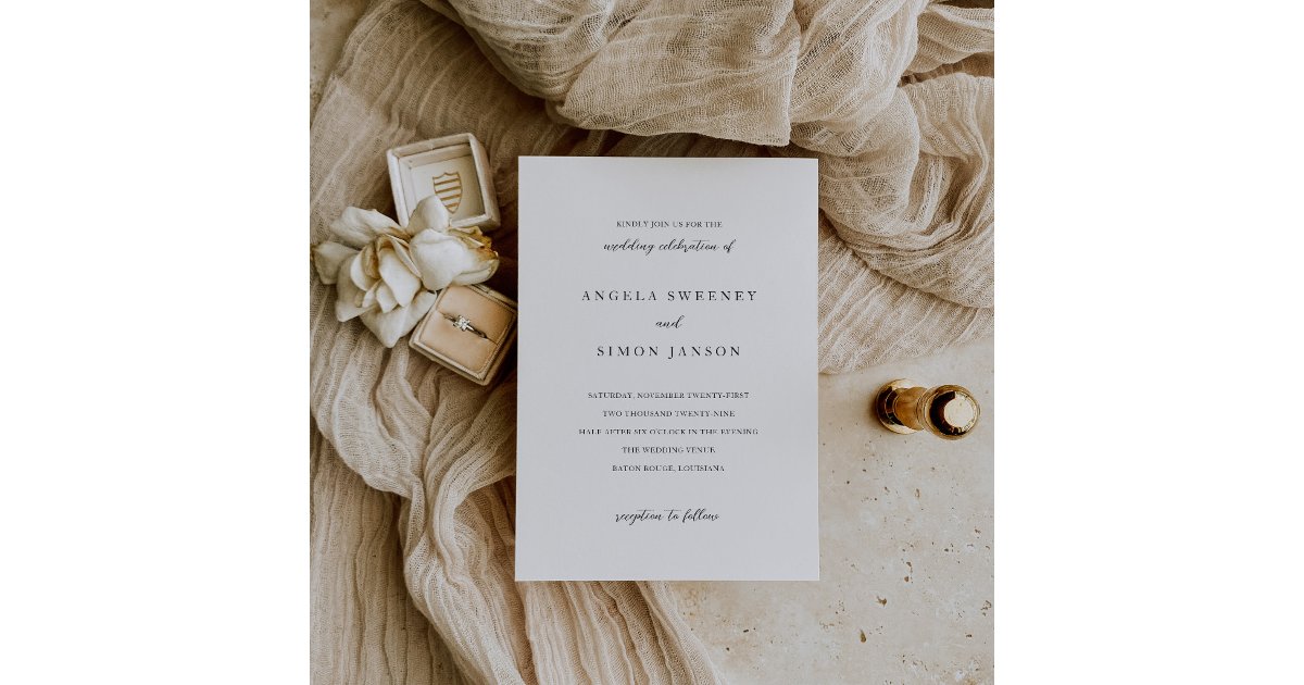 Simon Simple Elegant Wedding Invitation | Zazzle