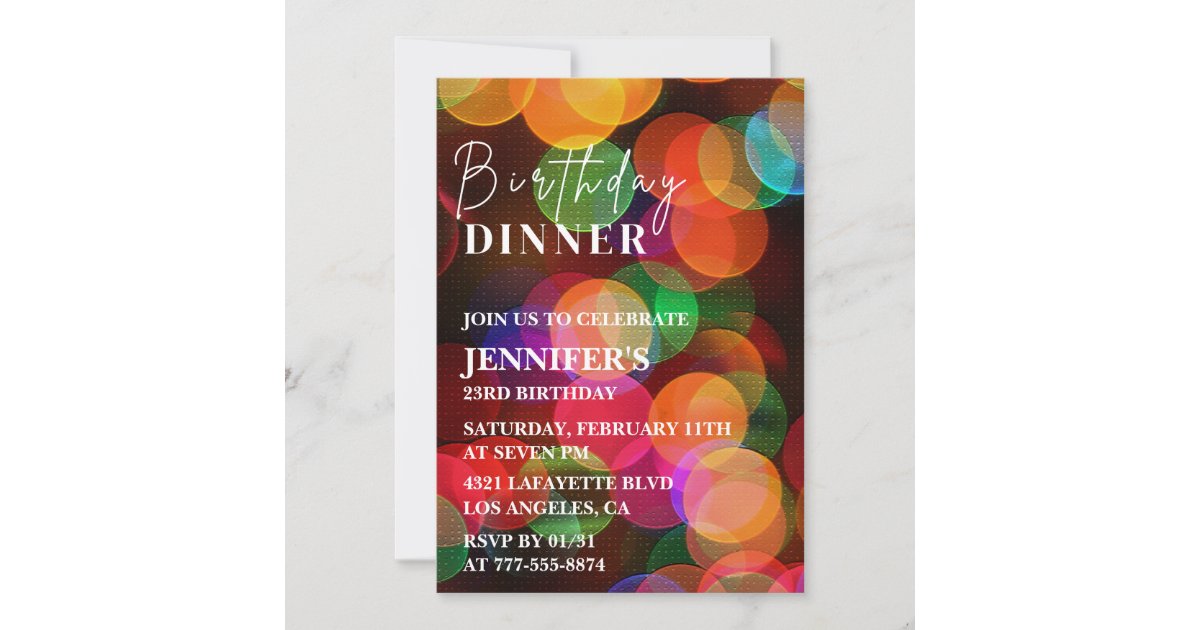 Simple 23rd birthday invitation Confetti Dinner | Zazzle