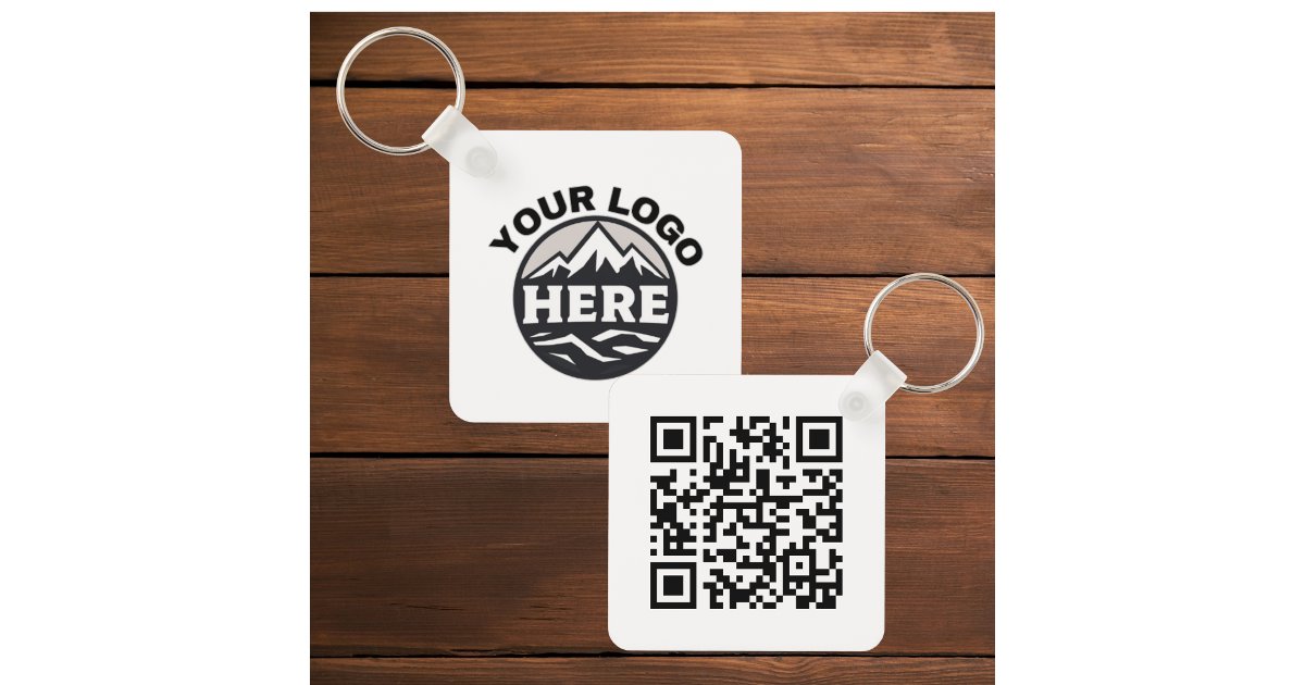 Simple 2 sided logo & Qr code Company Business Key Ring | Zazzle