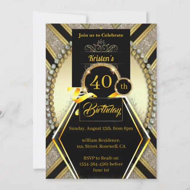 Simple 40th Birthday Invitation | Zazzle