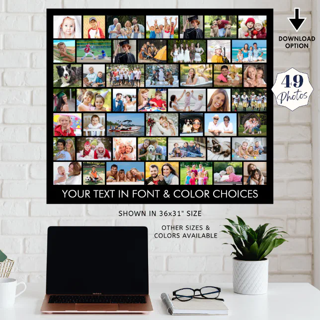 Simple 49 Photo Collage Multiple Shapes Poster | Zazzle