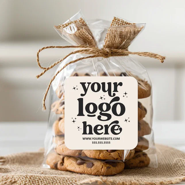 Simple Add Your Logo Promotional Business Branded Square Sticker | Zazzle