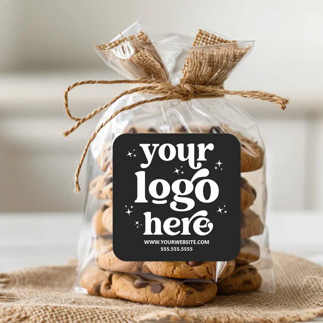 Simple Add Your Logo Promotional Business Branded Square Sticker | Zazzle