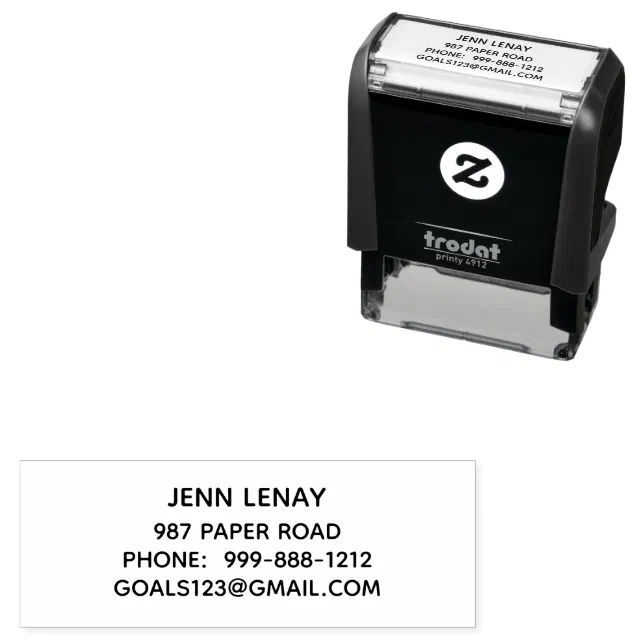 Simple Address Information Custom Self-inking Stamp | Zazzle