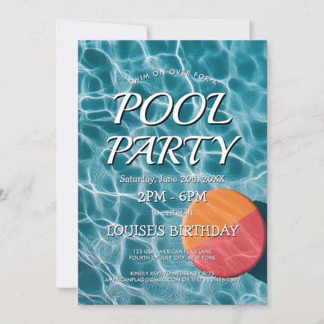 Simple and Modern Pool Party Invitation | Zazzle