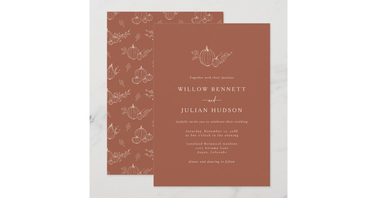 Simple Autumn Wedding Invitation | Zazzle