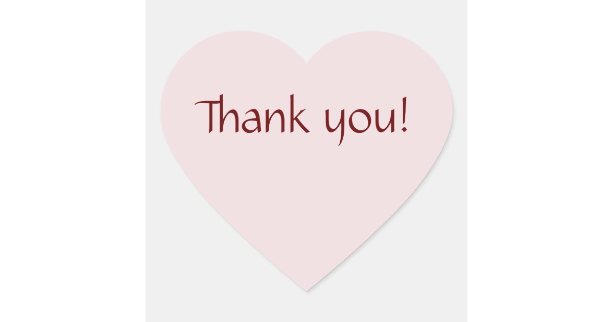 Simple Basic "Thank You!" Text Design Heart Sticker | Zazzle