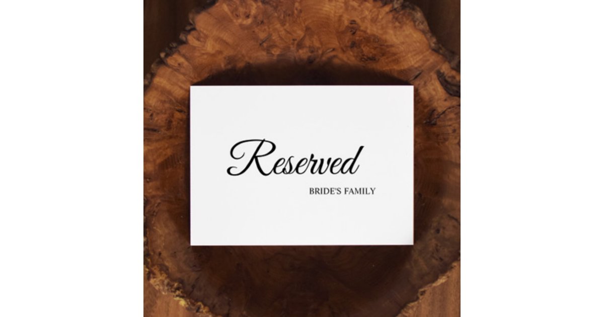 Simple Black and White Reserved Sign | Zazzle