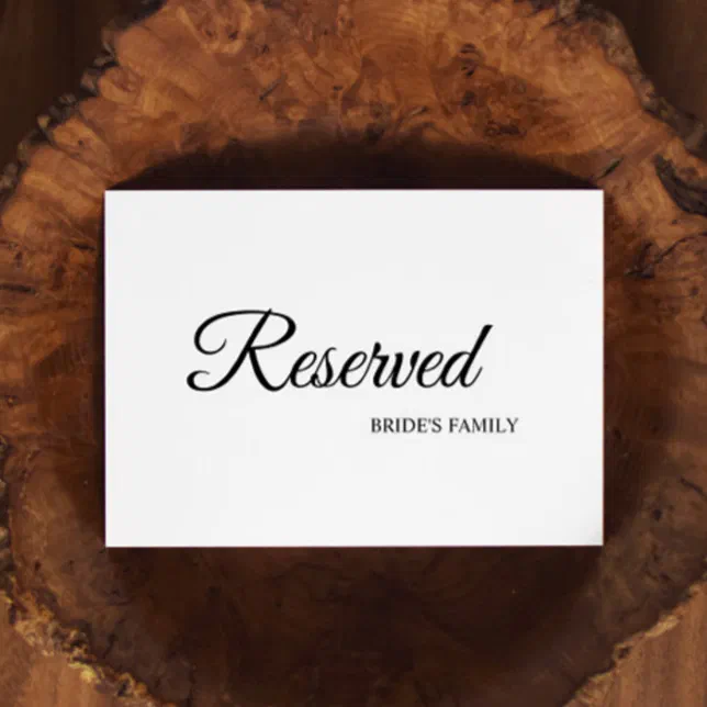Simple Black and White Reserved Sign | Zazzle
