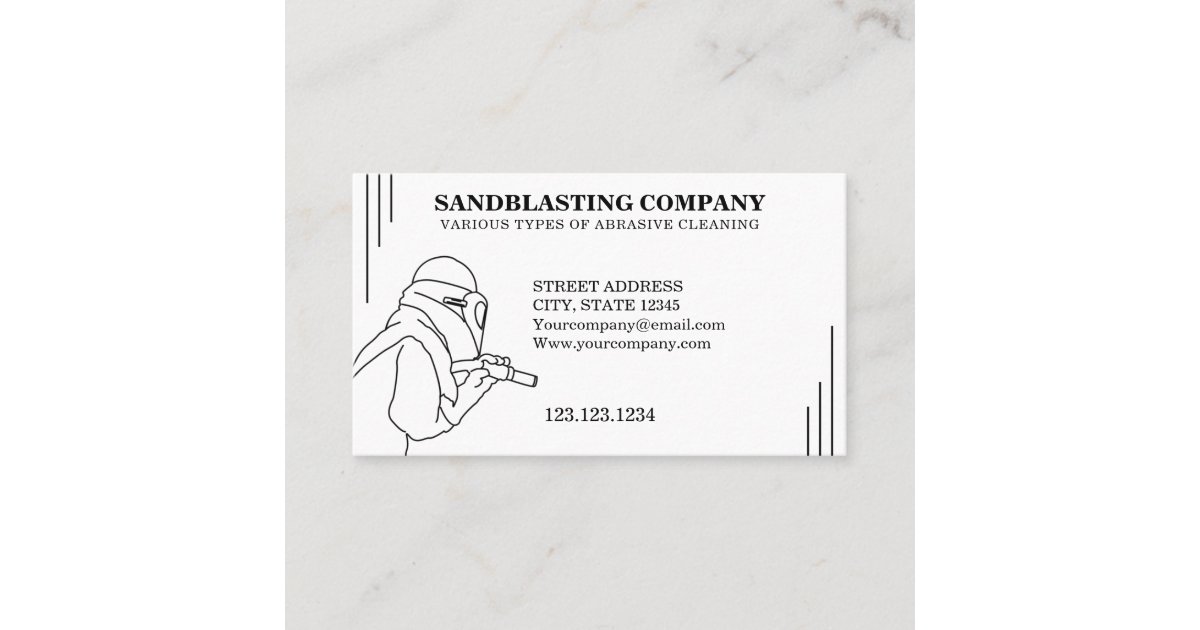 Simple Black and White Sandblasting Cleaning Business Card | Zazzle