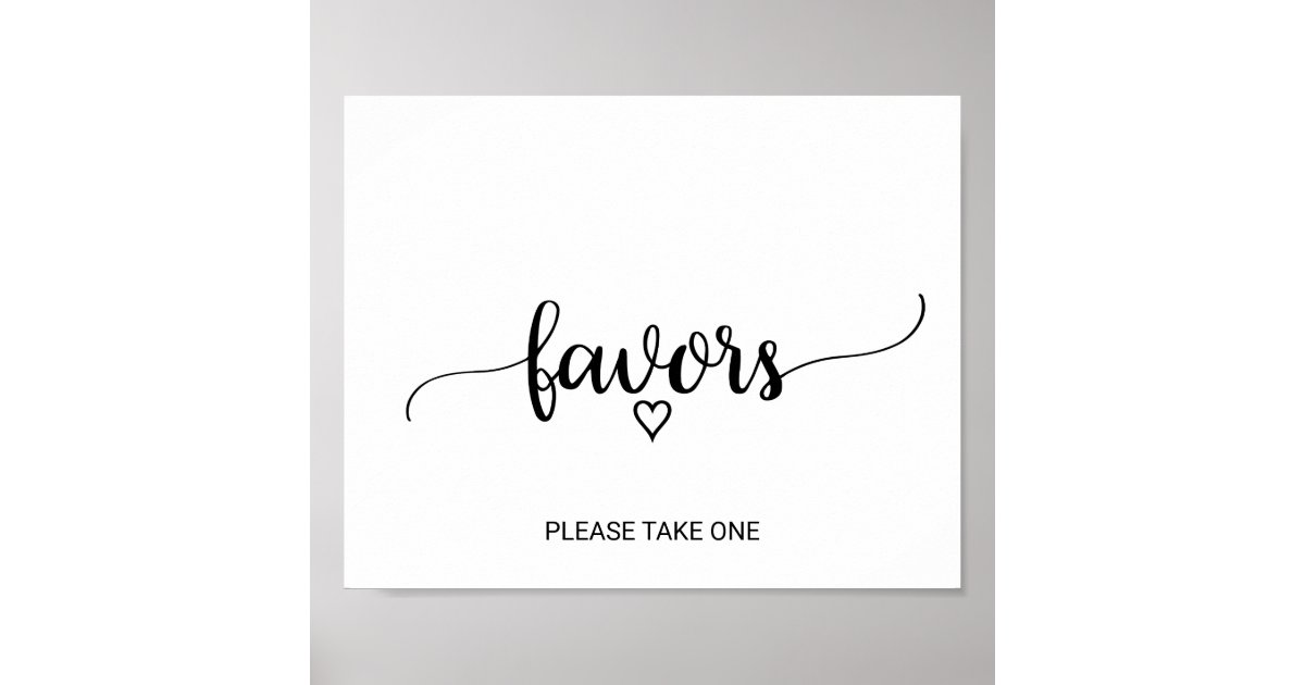Simple Black Calligraphy Favors Poster | Zazzle