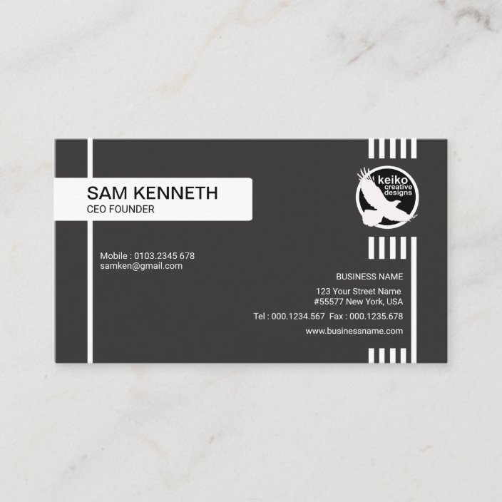 Simple Black Creative Lines CEO Founder Business Card | Zazzle.co.uk