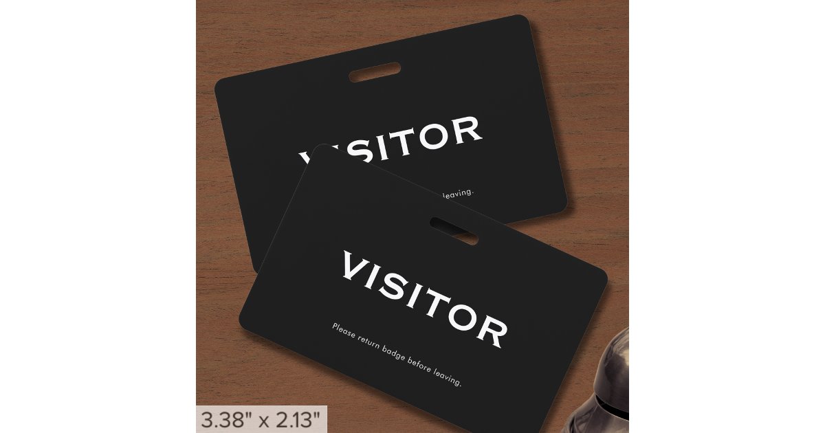 Simple Black Visitor ID Badge | Zazzle