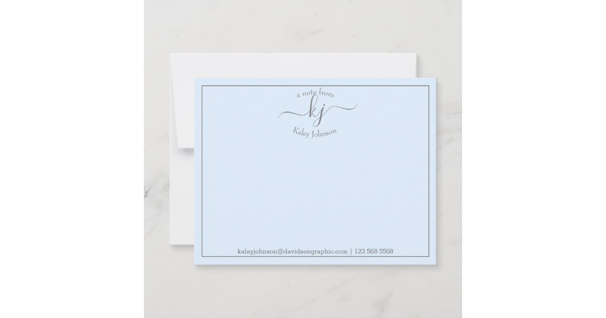 Simple Blue Script From The Desk Of Note Card | Zazzle