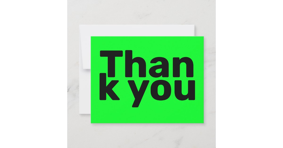 Simple Bright Green Bold Modern Business Thank You Card | Zazzle