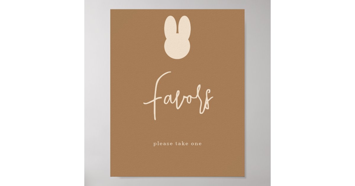 Simple Bunny Thank you / Favours Poster | Zazzle
