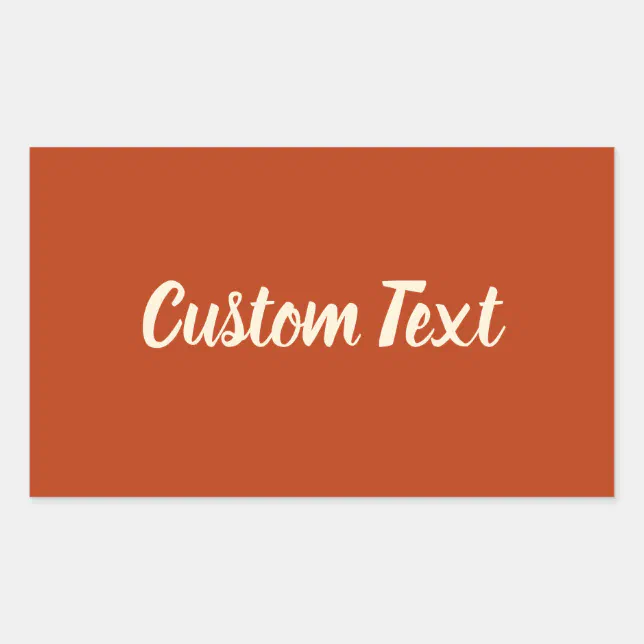 Simple Burnt Orange and Cream Script Text Template Rectangular Sticker ...