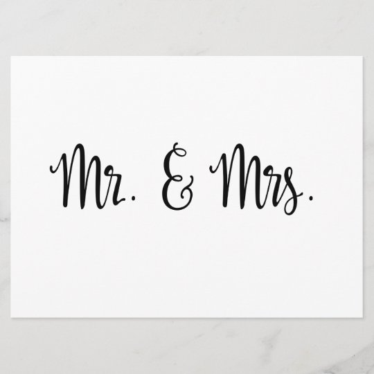 Simple Calligraphy | Mr. and Mrs. wedding sign | Zazzle.co.uk