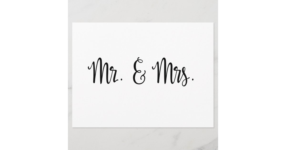 Simple Calligraphy | Mr. and Mrs. wedding sign | Zazzle.co.uk