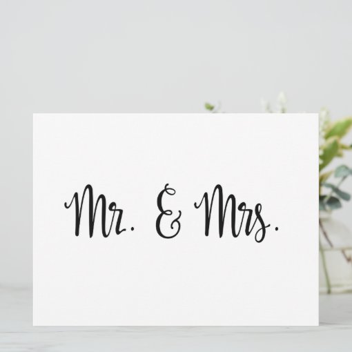 Simple Calligraphy | Mr. and Mrs. wedding sign | Zazzle