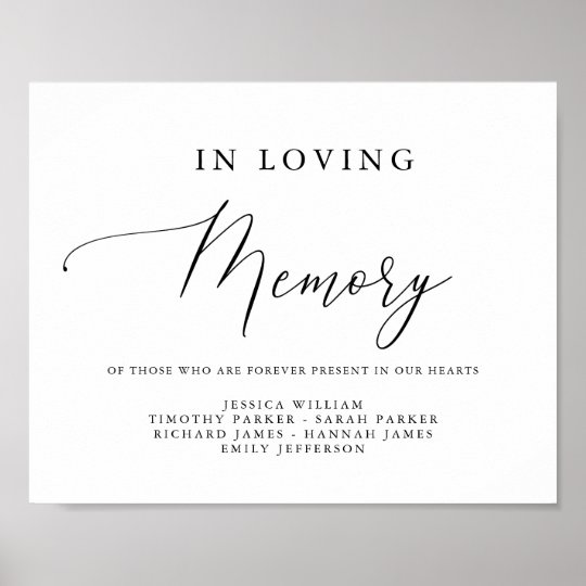 Simple Calligraphy Rustic In Loving Memory Sign | Zazzle.co.uk
