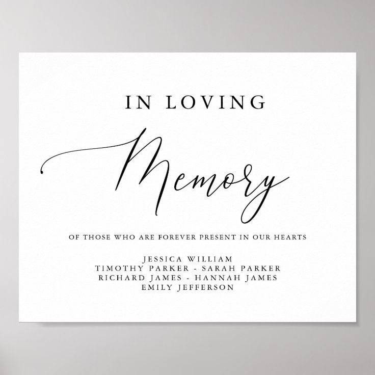 Simple Calligraphy Rustic In Loving Memory Sign | Zazzle