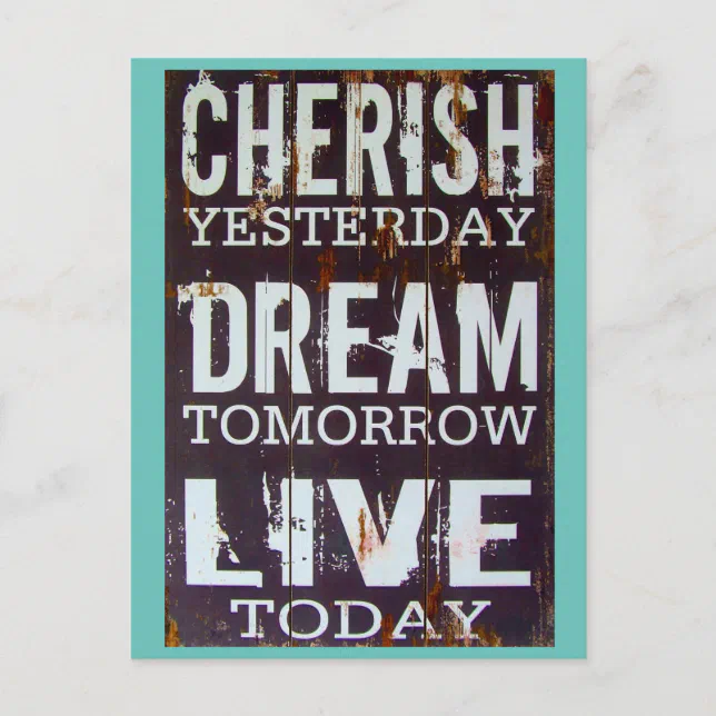 Simple Cherish Dream Live Inspirational Quote Postcard | Zazzle