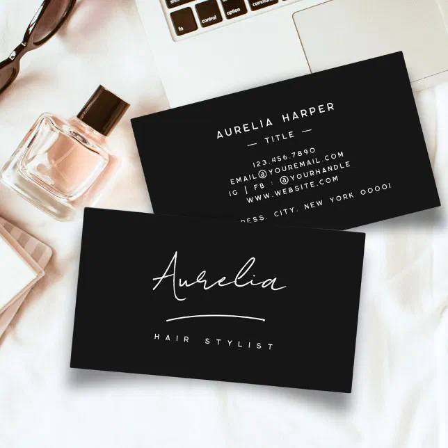 Simple Chic Monogram Modern Signature Logo Elegant Business Card | Zazzle