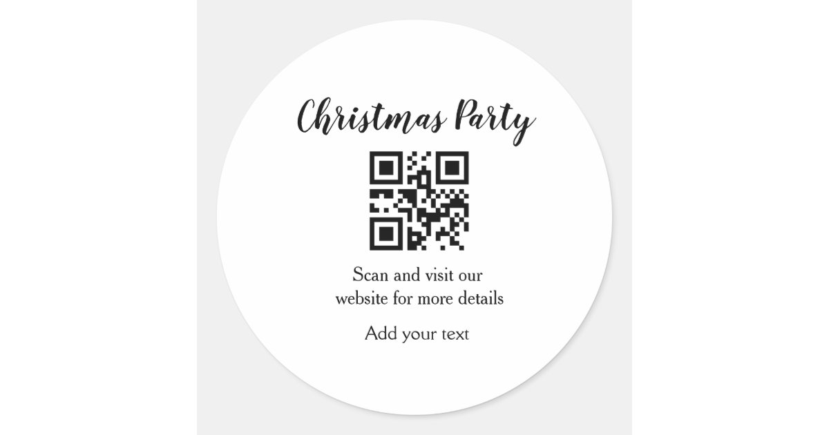 Simple christmas party website barcode QR add name Classic Round ...