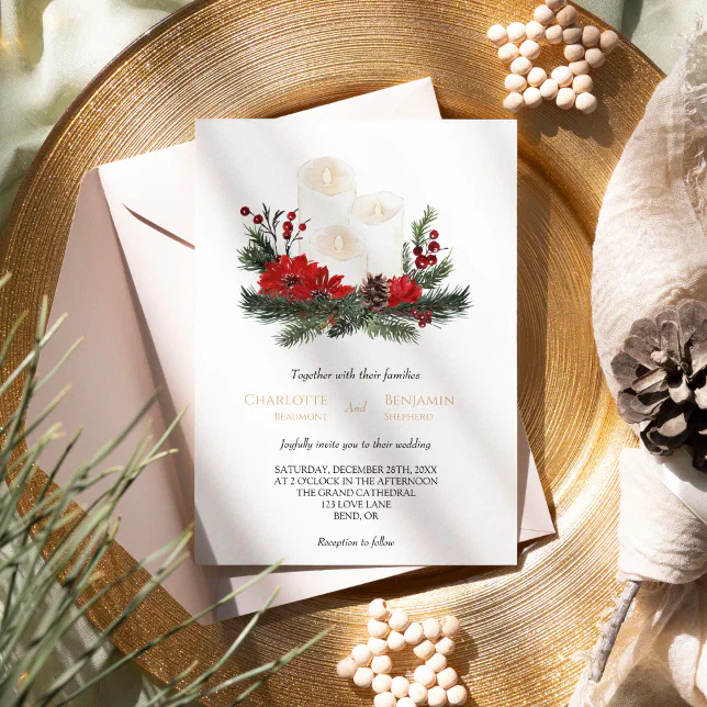 Simple Classic Christmas Formal Minimal Wedding Invitation | Zazzle