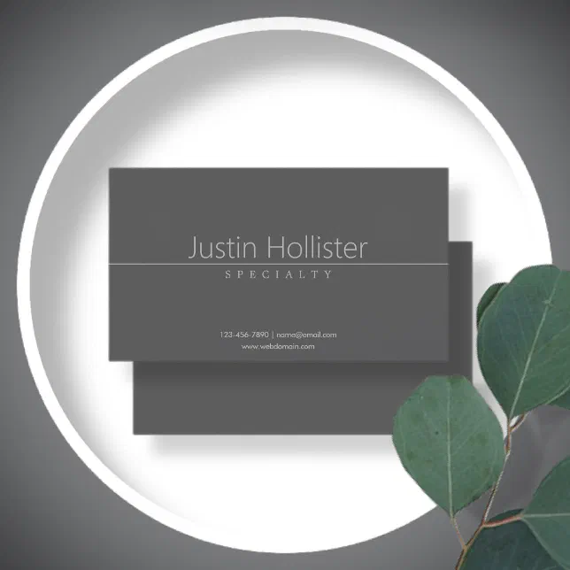 Simple Classy Light Grey on Dark Grey Business Card | Zazzle