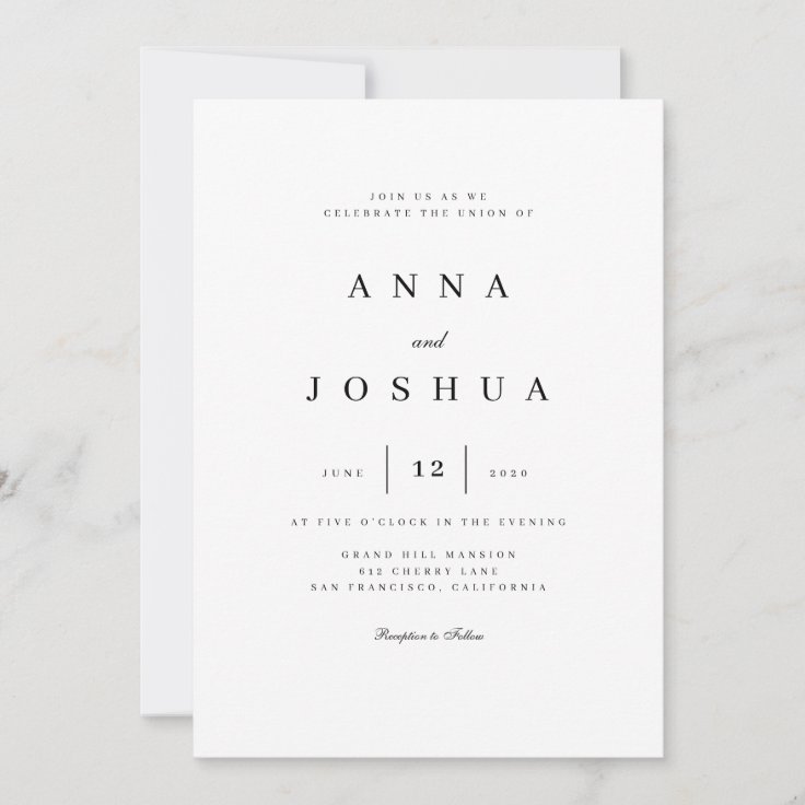 Simple & Classy Wedding Invitation | Zazzle