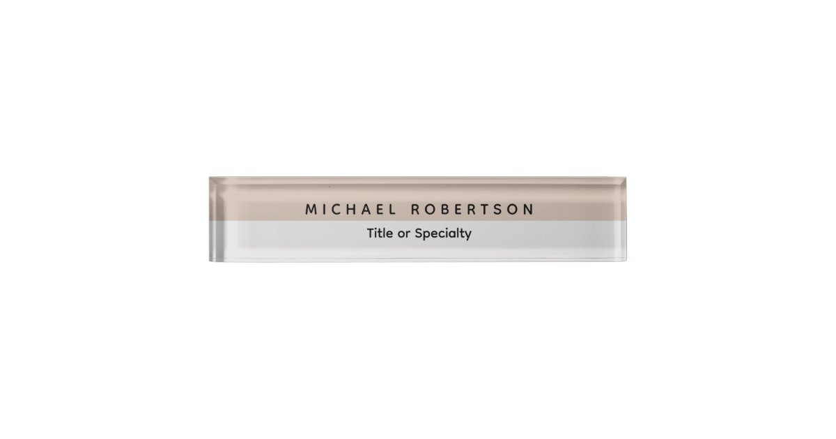 Simple Clean Elegant Modern Minimalist Desk Name Nameplate | Zazzle
