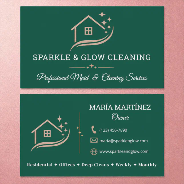 Simple Cleaning Service & Maid Logo Business Card | Zazzle