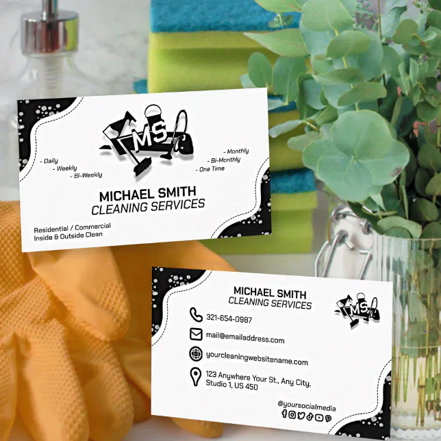Simple Cleaning Services Professional Custom Logo Business Card | Zazzle