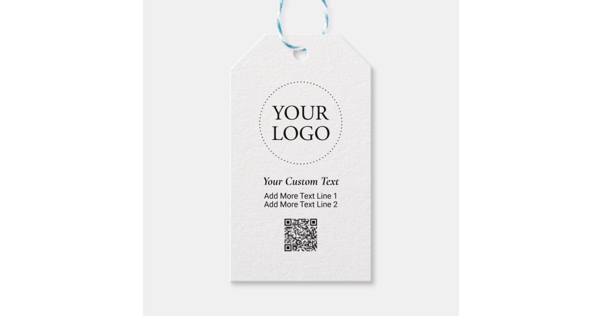 Simple Custom Business Logo QR Code Promotional Gift Tags | Zazzle