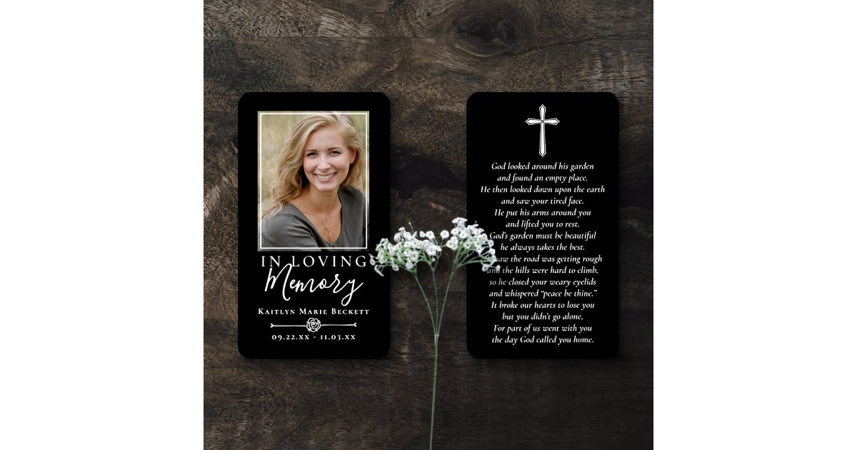Simple Custom Photo Holy Cross Memorial Cards | Zazzle