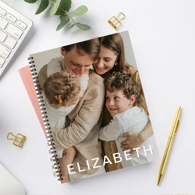 Simple Custom Photo Personalised Name Notebook | Zazzle