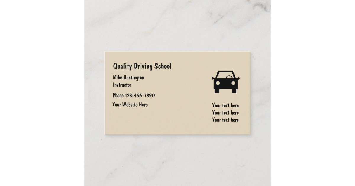 SImple Driving School Instructor Business Card | Zazzle