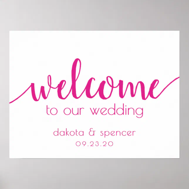 Simple Editable Welcome | Hot Pink Any Event Poster | Zazzle